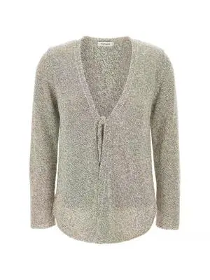 KANGRA Sequin Embellished Asymmetrical Hem Cardigan - Neutrals