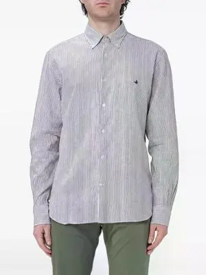 BROOKSFIELD Striped-pattern Linen Shirt - Brown