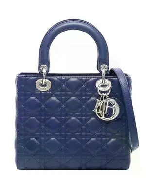 Dior Lambskin Cannage Lady Satchel - Blue