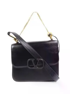 Valentino Garavani V-logo Leather Shoulder Bag - Black