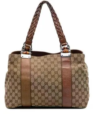 Gucci Gg Canvas Bamboo Libeccio Tote Bag - Neutrals