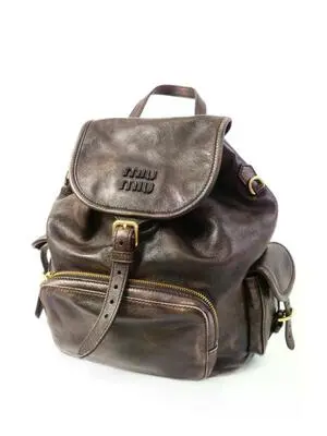 Miu Miu Leather Logo Detail Backpack