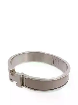 Hermès H Enamel Inlay Clasp Bracelet - Silver