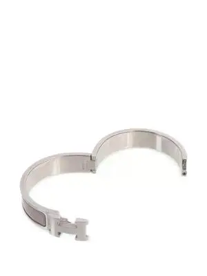Hermès H Enamel Inlay Clasp Bracelet - Silver
