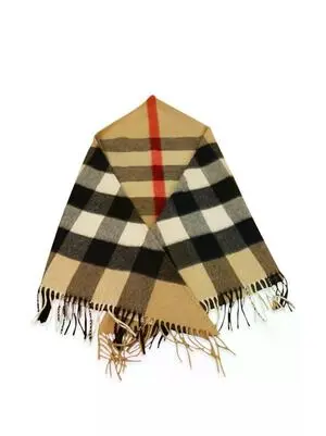 Burberry Check-pattern Fringed Cashmere Scarf - Brown
