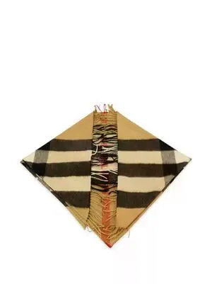 Burberry Check-pattern Fringed Cashmere Scarf