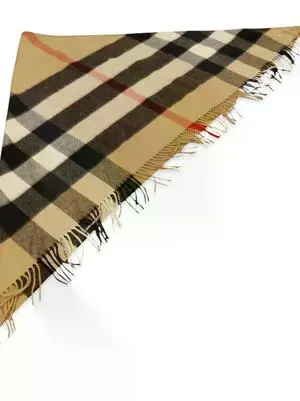 Burberry Check-pattern Fringed Cashmere Scarf