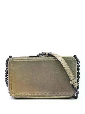 Bottega Veneta Intrecciato Trimmed Metallic Leather Double Zip Shoulder Bag - Gold