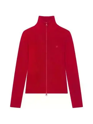 COURREGES Logo Embroidered Zipped Cardigan - Red