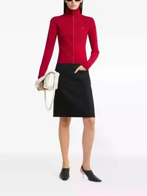 COURREGES Logo Embroidered Zipped Cardigan