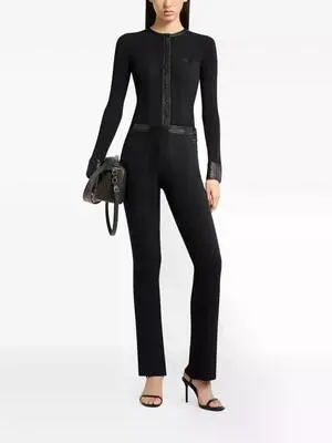 COURREGES Vinyl-trim Ribbed-knit Trousers