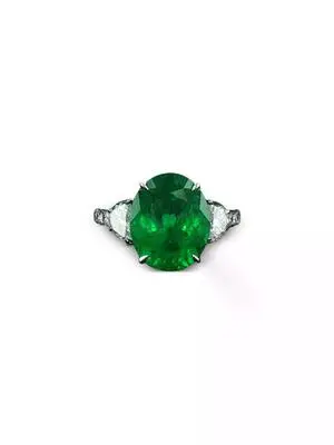 HYT JEWELRY Emerald And Diamond Ring In 18k White Gold - Silver