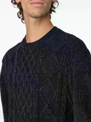 Emporio Armani Cable-knit Diamond Pattern Crew Neck Sweater