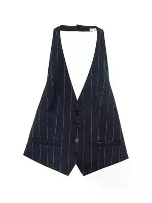 Maje Pinstripe Halter Neck Top - Blue
