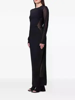 Stella McCartney Mesh Panel Long Sleeve Maxi Dress