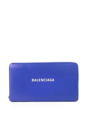 Balenciaga Logo-print Leather Long Wallet - Blue