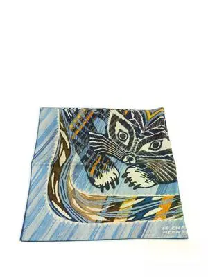 Hermès Cat-print Scarf - Blue