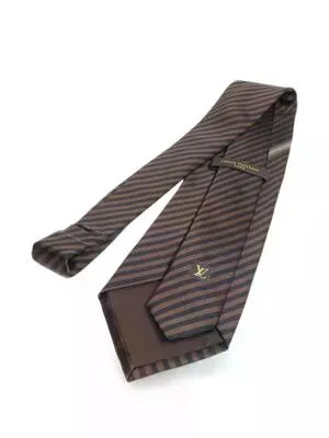 LOUIS VUITTON Striped Silk Tie - Brown