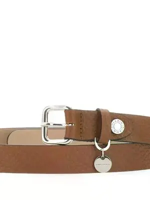 GIANNI CHIARINI Grained Calf Leather Belt With Logo Charm