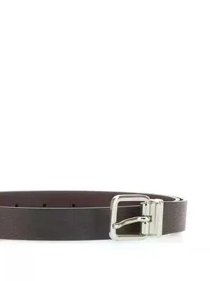 GIANNI CHIARINI Reversible Grained Calf Leather Belt With Silver-tone Buckle