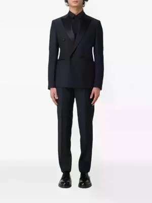 Emporio Armani Double-breasted Virgin-wool Suit - Black