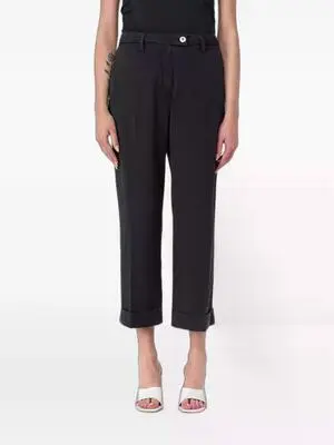 RE-HASH Cropped Trousers With Turn-up Cuffs - Black