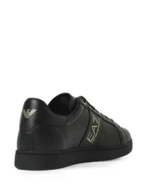 EA7 Logo Print Leather Sneakers