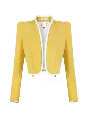 Elisabetta Franchi Cropped Jacket With Contrast Trim - Yellow