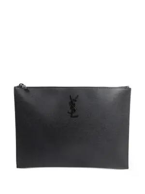 Saint Laurent Logo Detail Clutch Bag - Black