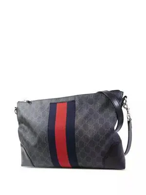 Gucci Gg Supreme Canvas Shoulder Bag With Web Stripe