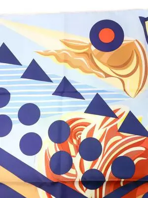 Hermès Geometric-print Silk Scarf - Blue