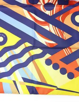 Hermès Geometric-print Silk Scarf - Blue
