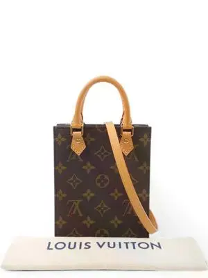 LOUIS VUITTON Petit Sac Plat Monogram Tote Bag - Brown