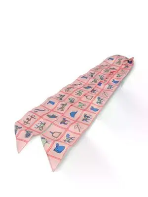 Hermès Twilly Equestrian-print Silk Scarf - Pink
