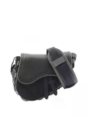 Dior Sacai Mini Nylon And Leather Saddle Crossbody Bag - Black