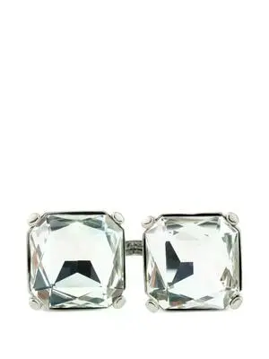 Moschino Crystal-embellished Double-finger Ring - Silver
