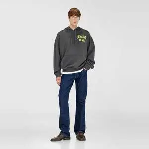 DIESEL® Cotton Hoodie With Flocked Graphics - Grey