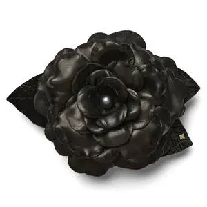 HELENA SIMON The Large Gardenia Floral Brooch - Black