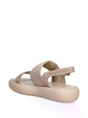 BALDININI Suede Sandals With Logo Plaque