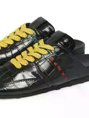 Marni Croc-effect Leather Softy Soccer Slip-on Sneakers - Black