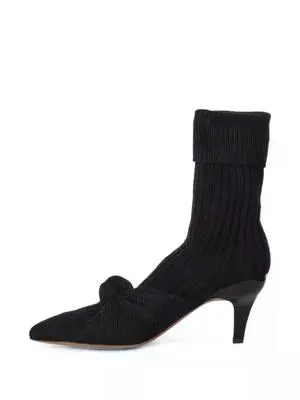 Chloé Ribbed-knit Ankle Boots With Knot Detail