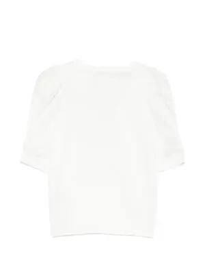 Dkny V-neck Puff-sleeve Top - Neutrals