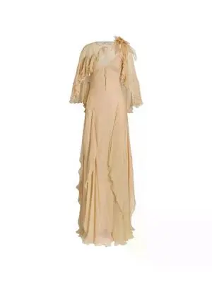 Alberta Ferretti Ruffled Silk Maxi Dress