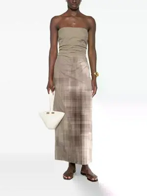Enza Costa Plaid Pattern Tie-back Maxi Dress