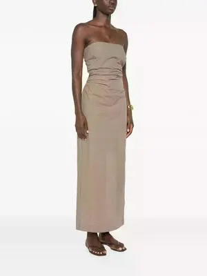 Enza Costa Plaid Pattern Tie-back Maxi Dress