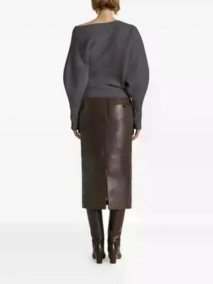 Alberta Ferretti Ribbed Sweater With Floral Appliqu