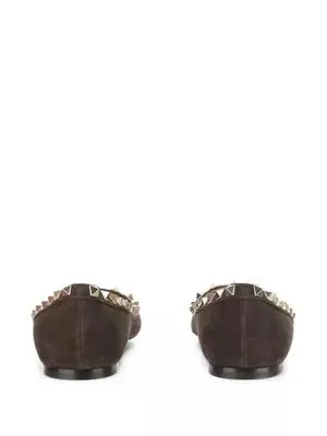 Valentino Garavani Rockstud Pointed-toe Ballet Flats - Brown
