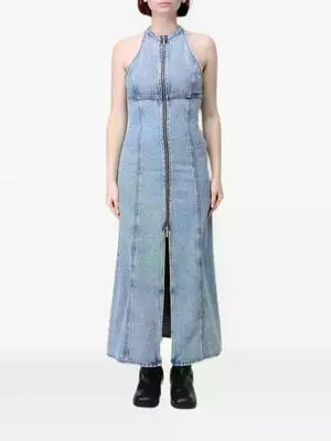 Armani Exchange Halterneck Maxi Dress With Zip Front