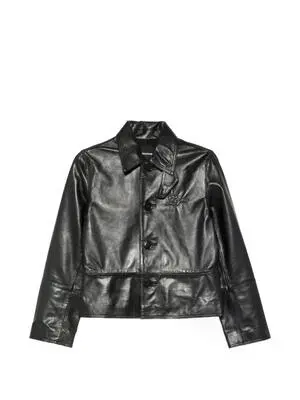 Zadig&Voltaire Embossed Logo Leather Button-up Jacket