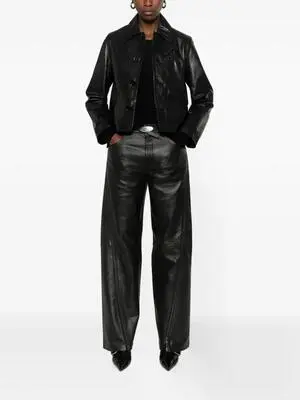 Zadig&Voltaire Embossed Logo Leather Button-up Jacket
